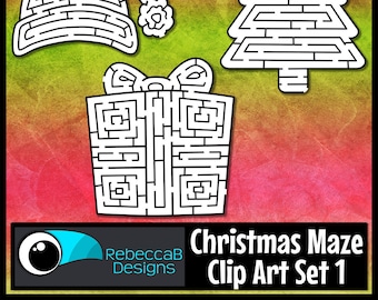 Halloween Maze Clip Art Set 1, Halloween Clip Art, Mazes With Solutions ...