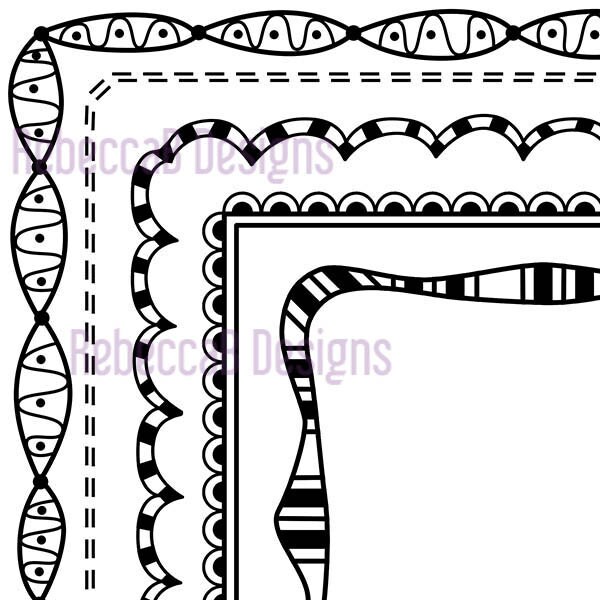 Doodle Borders Clip Art Set 2, Clipart Doodle Borders, Border Frames ...