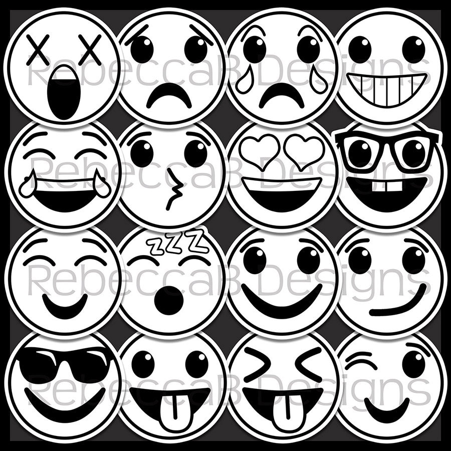 Emoji Emotions Clip Art Sticker Style, Emotions Clip Art, Feelings Clip ...