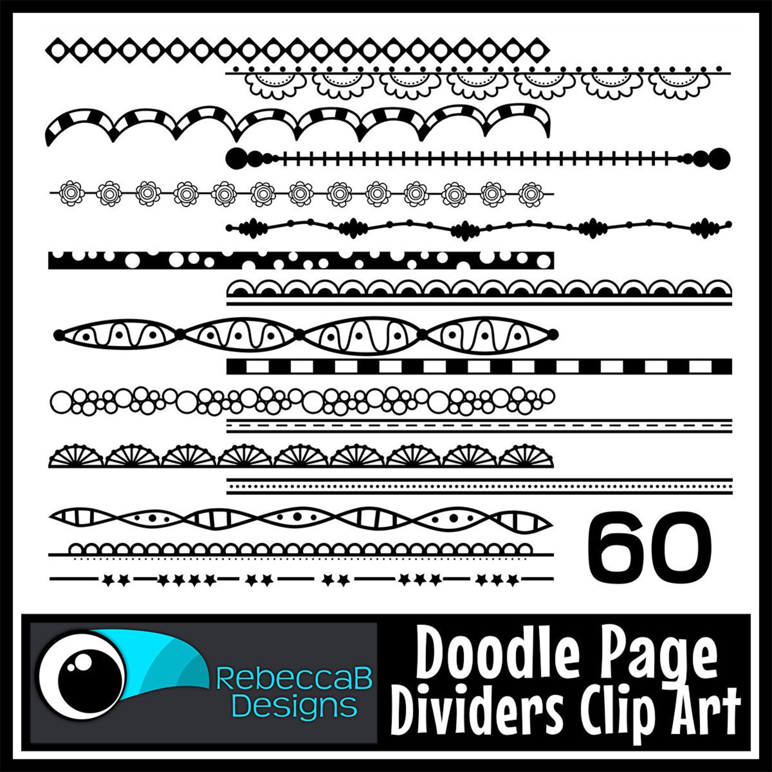 Doodle Page Dividers Clip Art, Page Dividers Clip Art, Dividers Clip ...