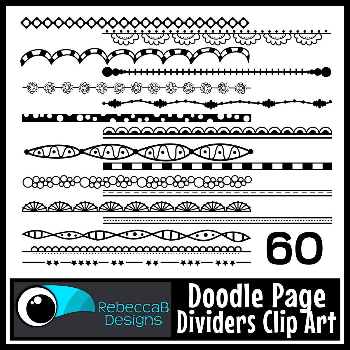 Doodle Page Dividers Clip Art, Page Dividers Clip Art, Dividers Clip ...