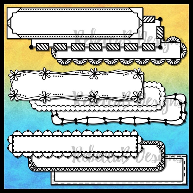 Page Header Border Frames Clip Art Set 1 Doodle Page Headers - Etsy ...