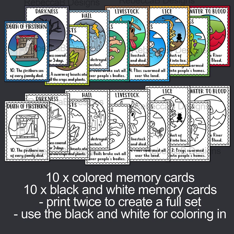 Ten Plagues of Egypt Matching Card Game: Passover Activity (digital ...