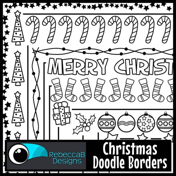 Christmas Doodle Borders Clip Art Christmas Clipart | Etsy