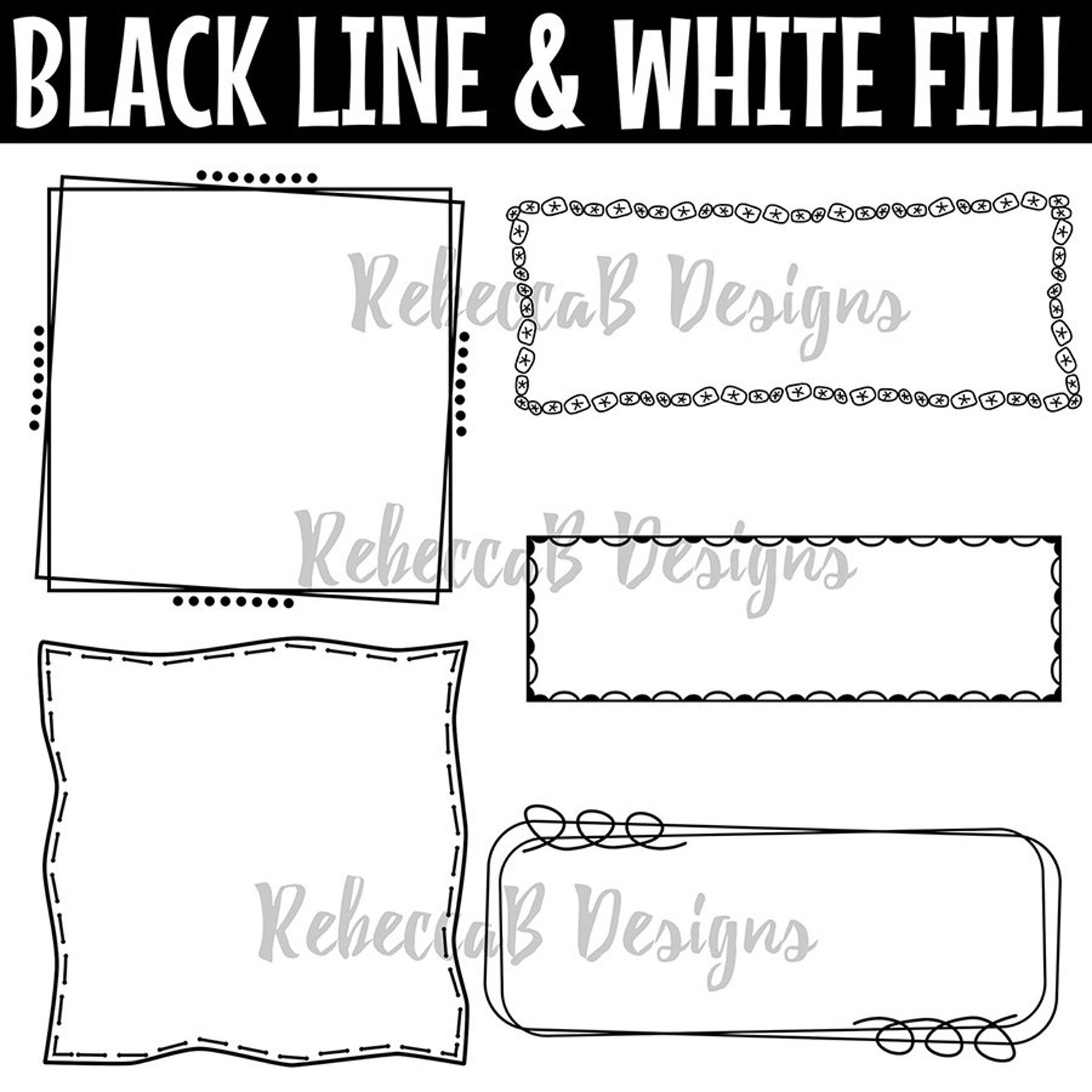 Text Box Border Frames Clip Art Set 3, Doodle Frames Clip Art, Text Box Clip Art, Clipart Frames ...