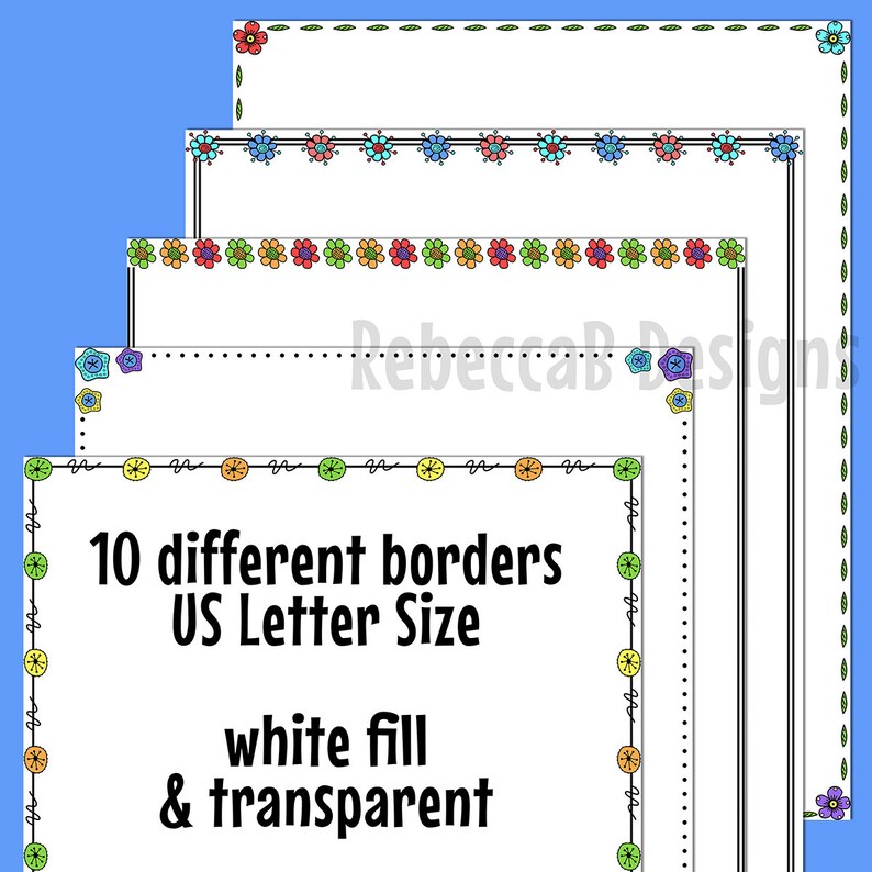 Spring Doodle Borders Clip Art: Colored Frames (digital Stamps) - Etsy
