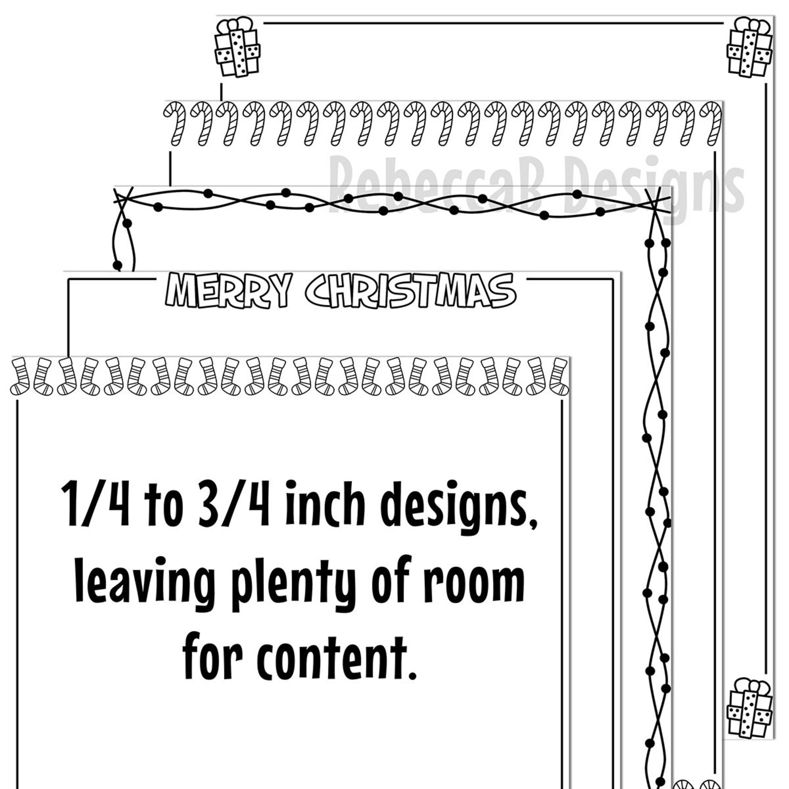 Christmas Doodle Borders Clip Art, Christmas Clipart, Christmas Doodle ...