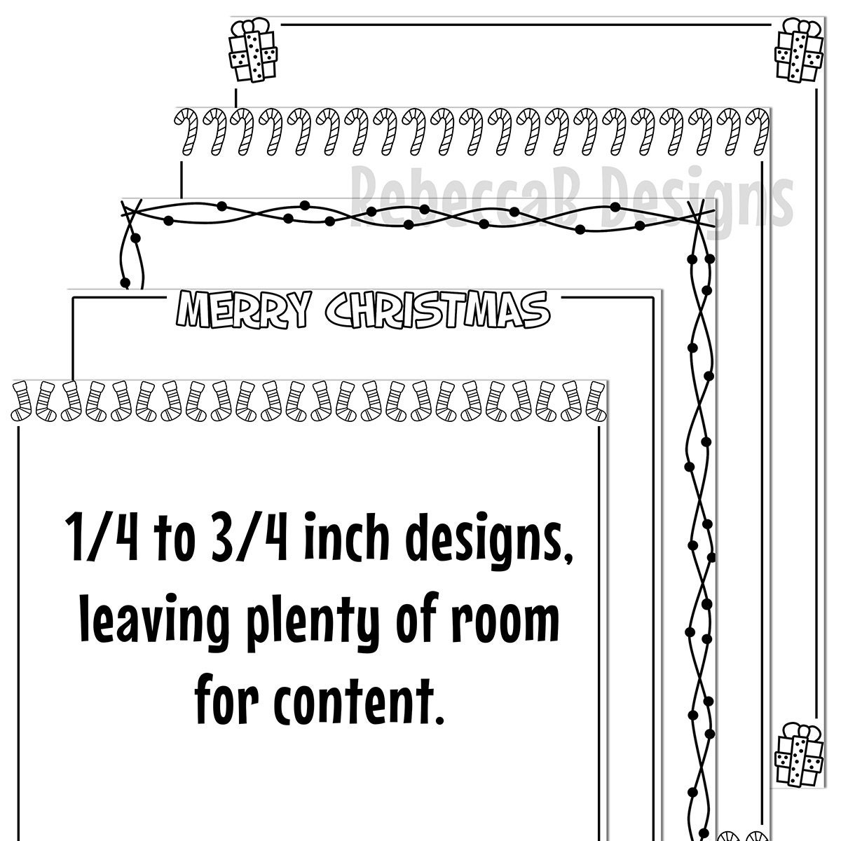 Christmas Doodle Borders Clip Art, Christmas Clipart, Christmas Doodle ...