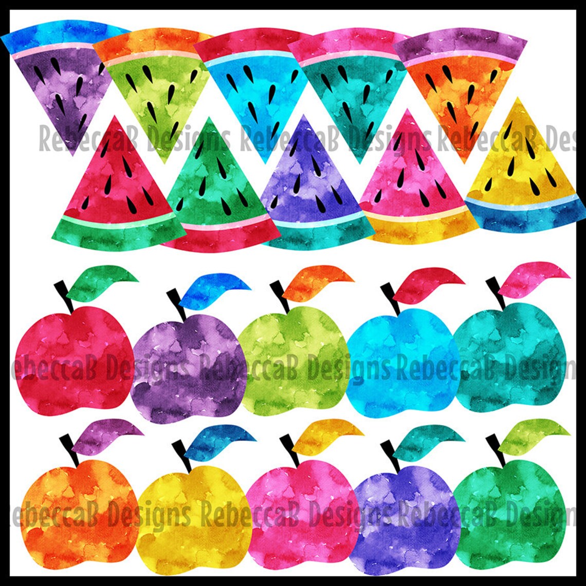 Watercolor Fruit Clip Art, Fruit Clip Art, Watercolor Clip Art ...