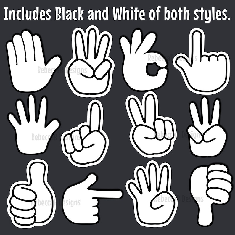 Emoji Finger Counting Clip Art: Hand Signals (PNG) - Etsy