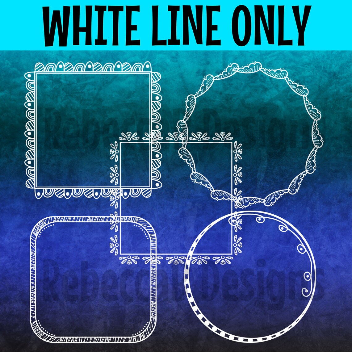 White Line Text Box Border Frames Clip Art Set 4, Text Box Frames ...