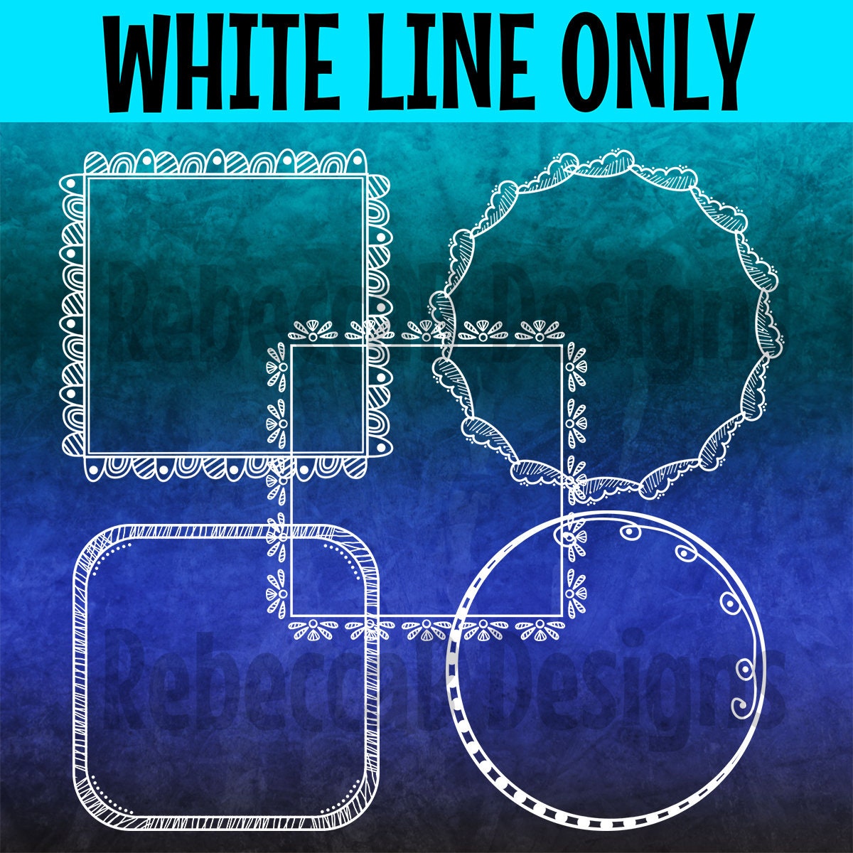White Line Text Box Border Frames Clip Art Set 4, Text Box Frames ...