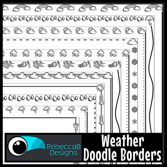 Weather Doodle Page Borders Clip Art Predicting Weather Clip | Etsy