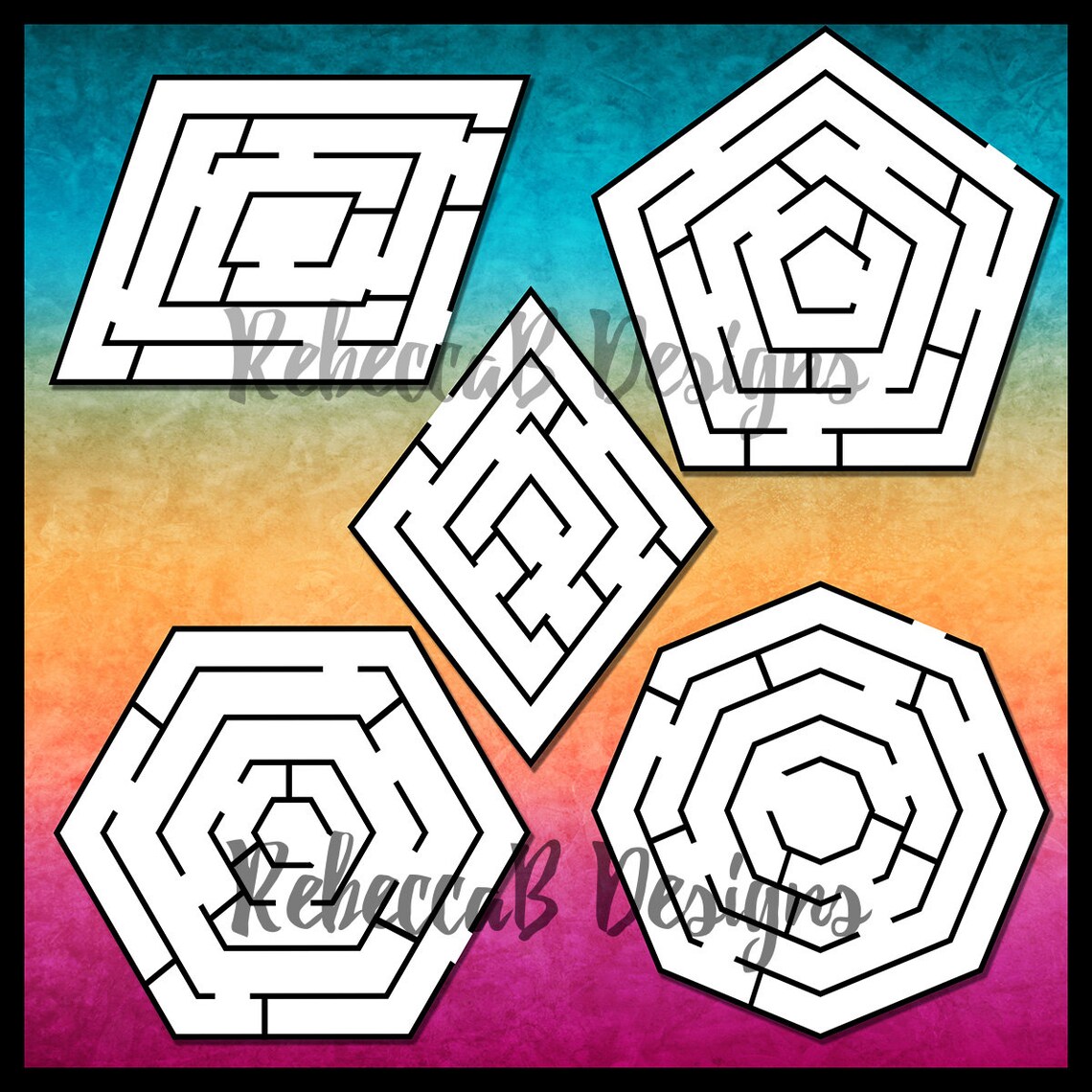 2D Shapes Maze Clip Art Set 1, Maze Clip Art, 2D Shapes, Mazes and ...