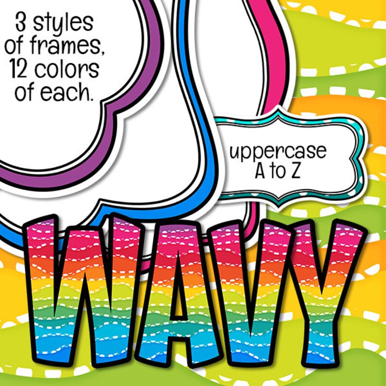 Wavy Clip Art Seller's Kit, Clip Art Kit, Digital Kit, Seller's Clip ...