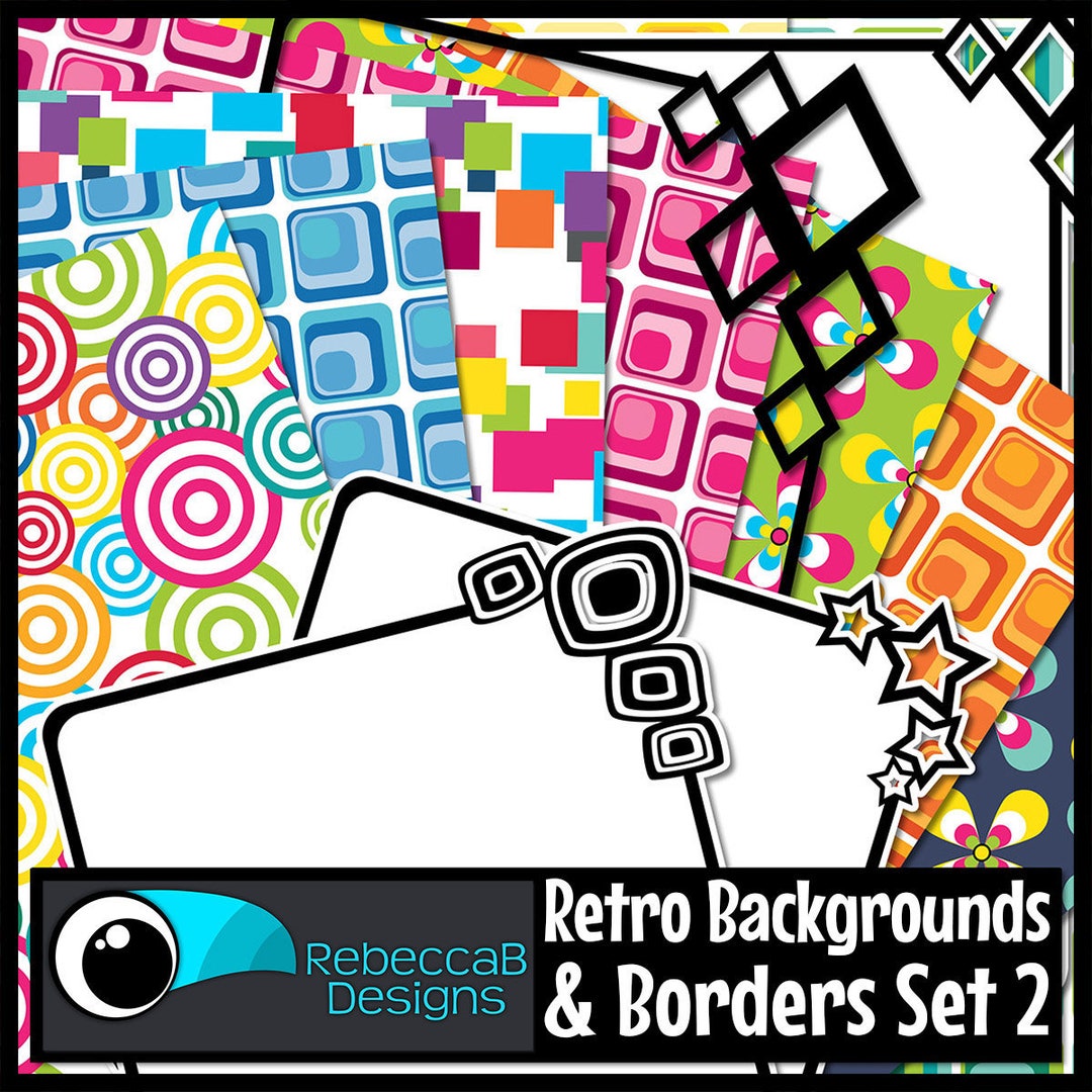Retro Backgrounds and Borders Clip Art Set 2, Retro Backgrounds ...