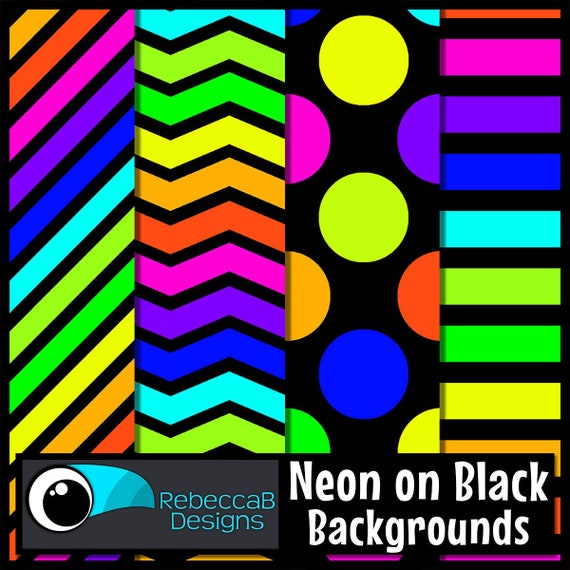 Neon on Black Digital Patterned Backgrounds Clip Art Neon | Etsy