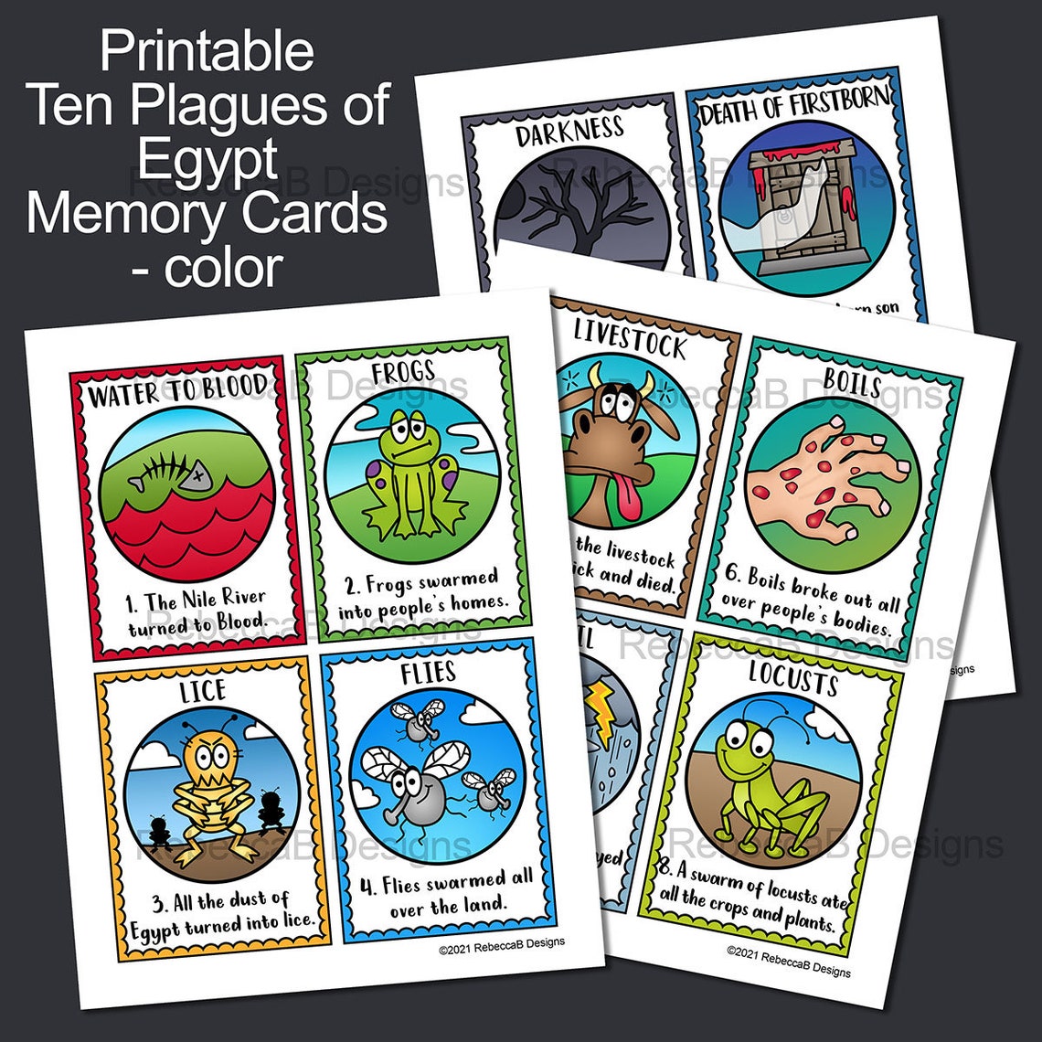 Ten Plagues of Egypt Memory and Matching Card Games, Moses and the Ten ...