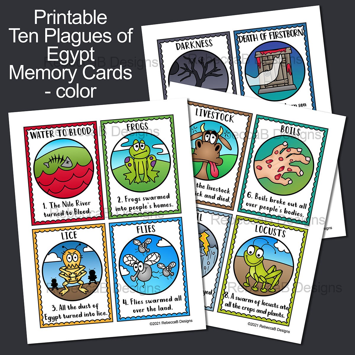 Ten Plagues of Egypt Memory and Matching Card Games, Moses and the Ten ...
