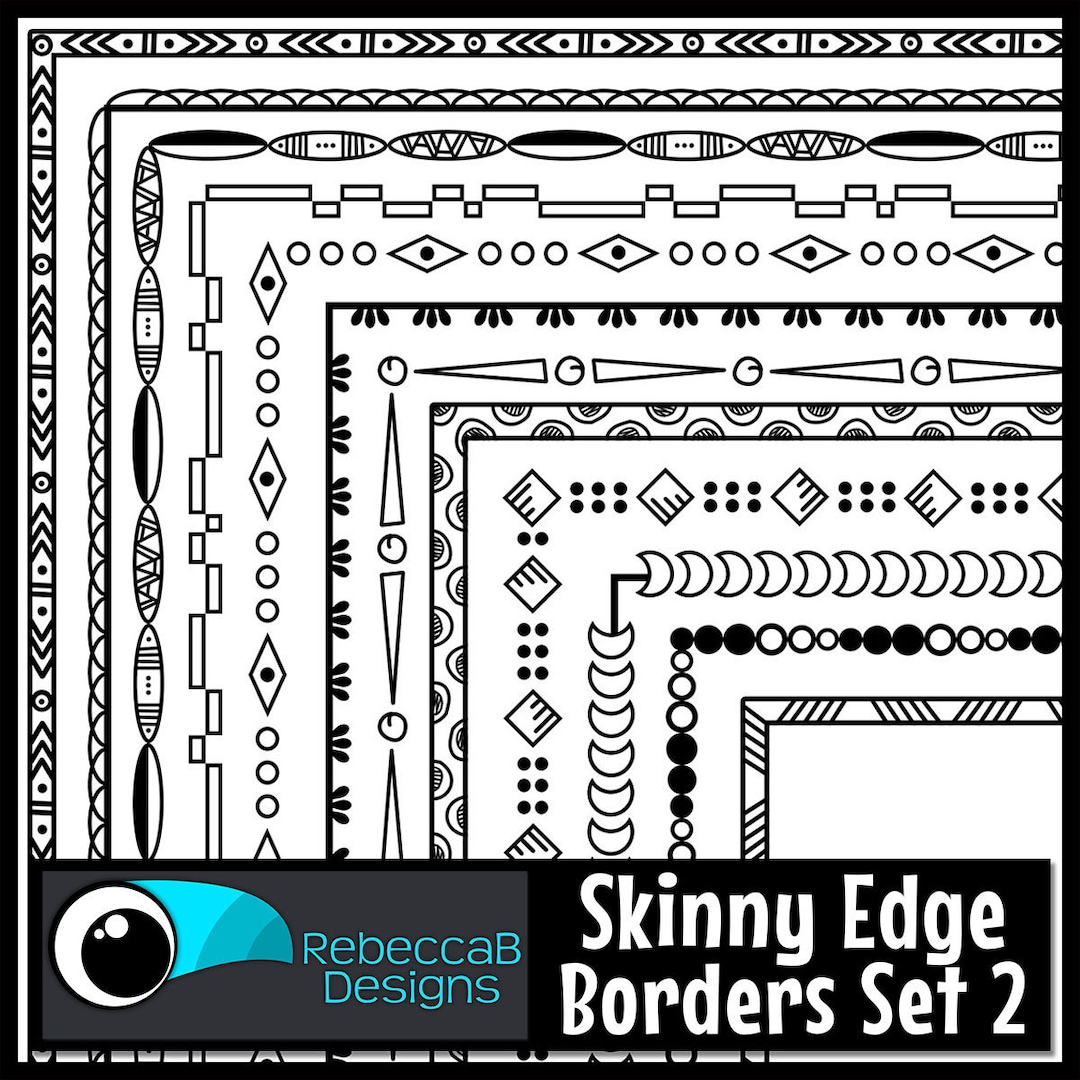 Skinny Edge Borders Clip Art Set 2, Skinny Borders, Black Line Borders ...