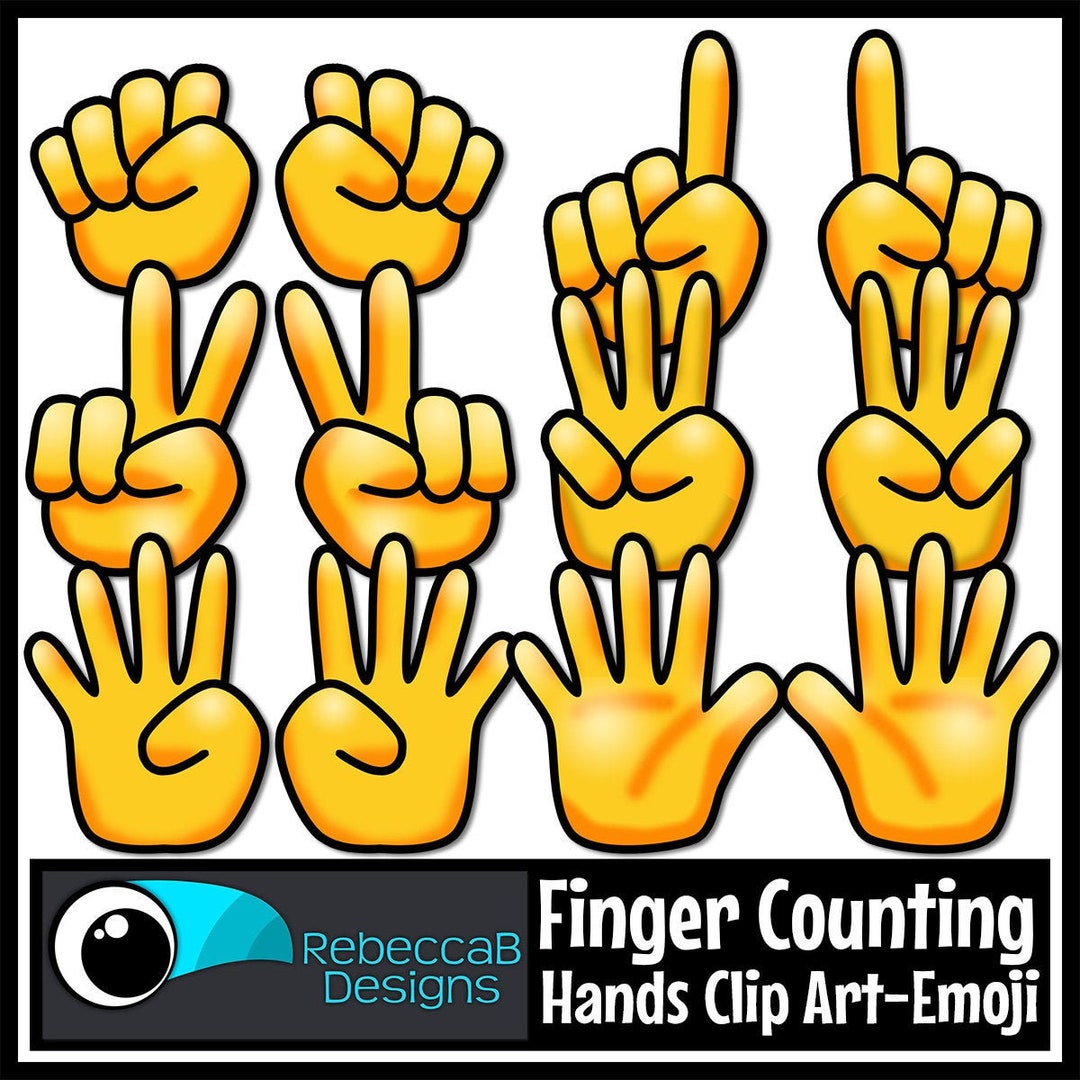 Finger Counting Hands Clip Art Emoji Style Hand Signals - Etsy Australia