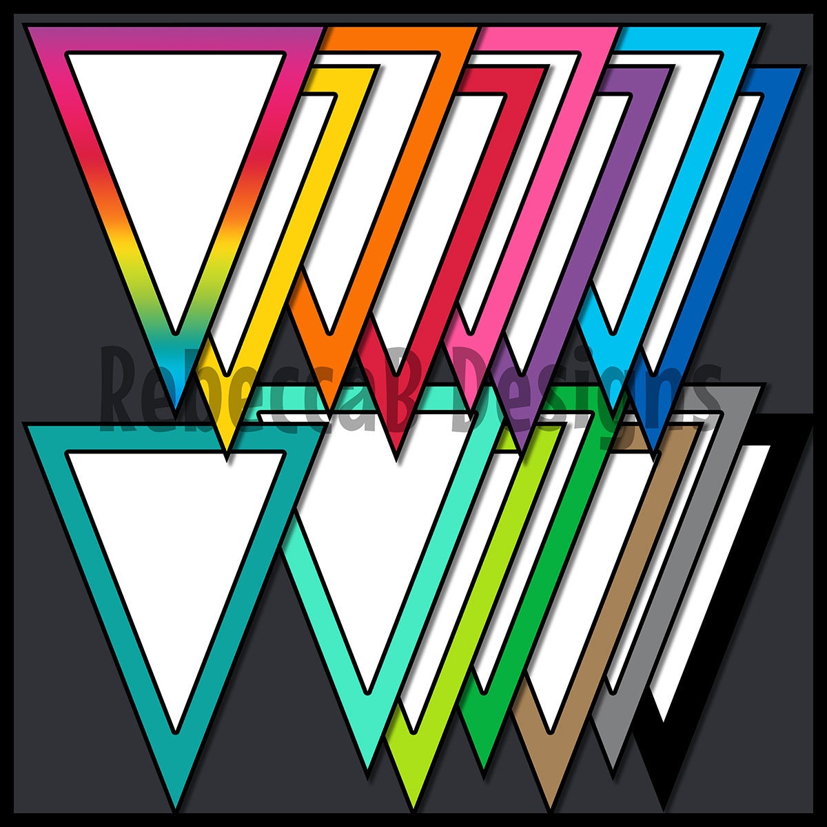 Bunting Pennant Banners Clip Art Set 6 Colored Classroom Decor, Pennant ...