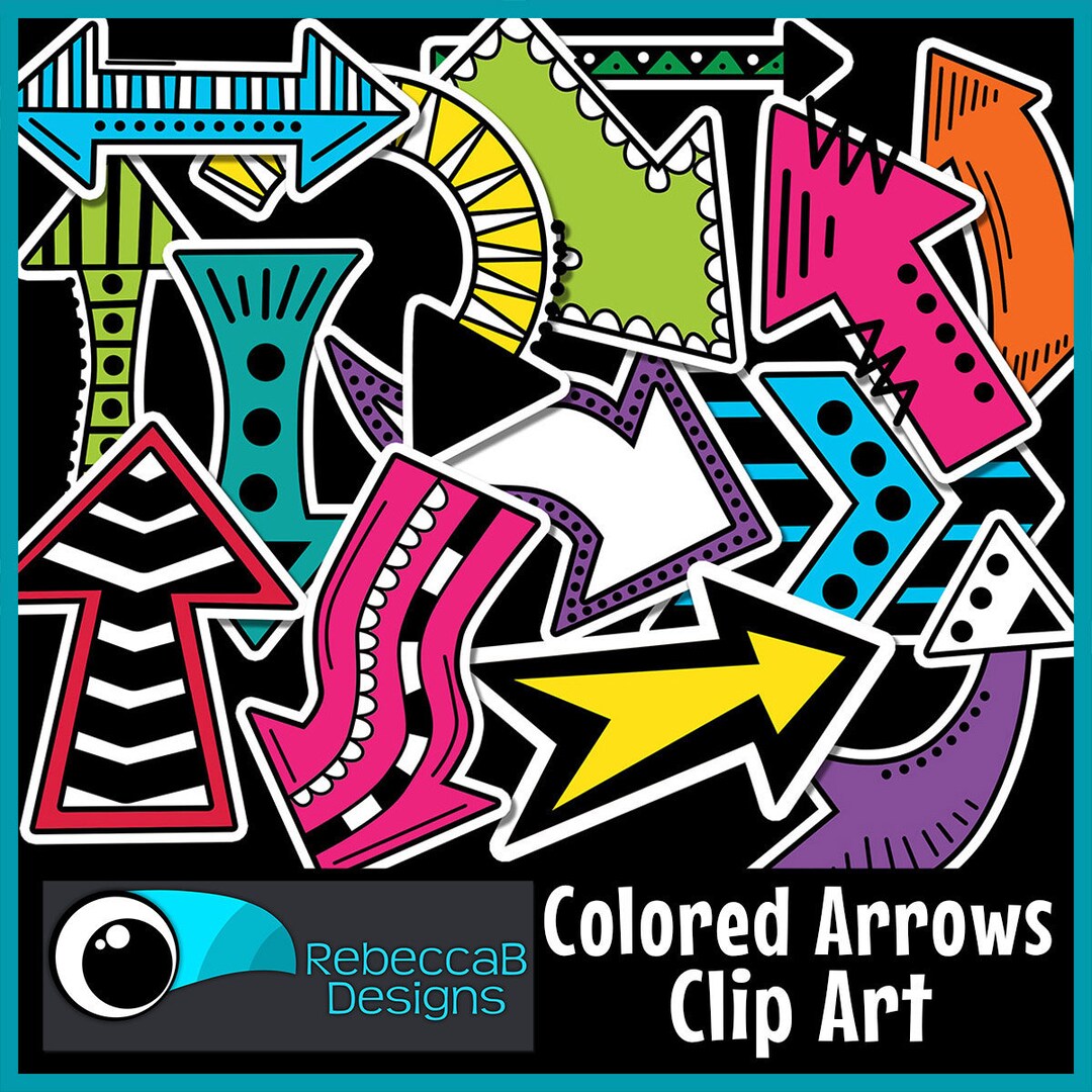 Colored Doodle Arrows Clip Art, Doodle Arrows Clip Art, Colored Arrows ...