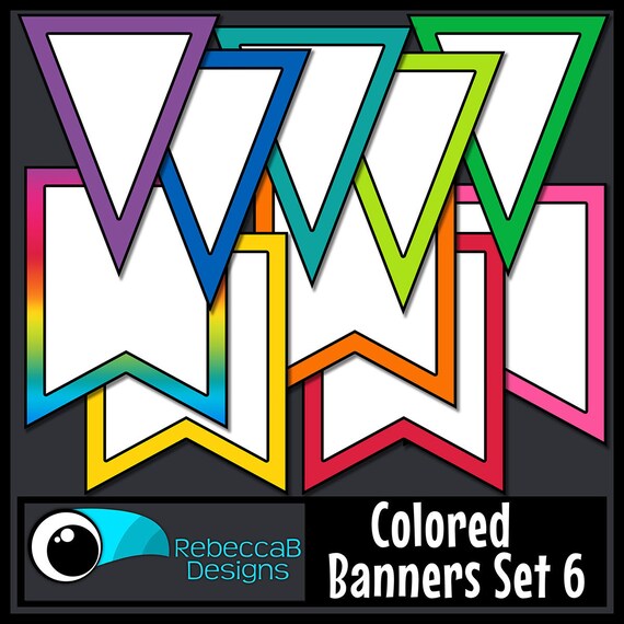 Bunting Pennant Banners Clip Art Set 6 Colored Classroom | Etsy