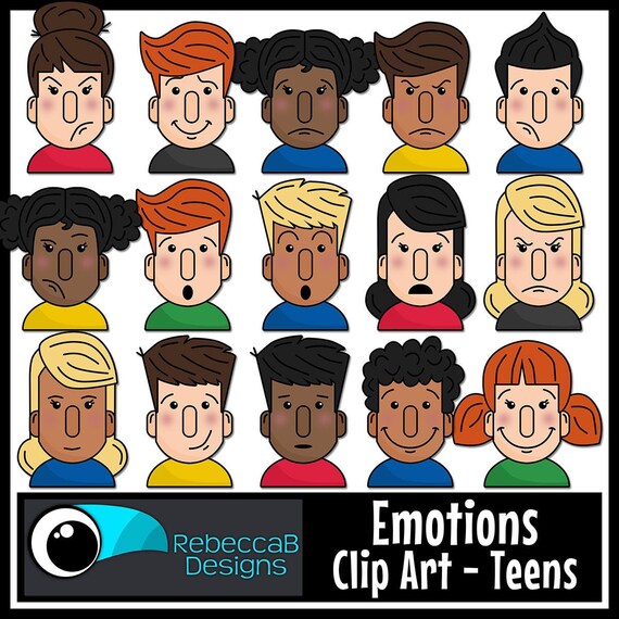 Emotions Clip Art Teens Movable and Standard Clip Art | Etsy