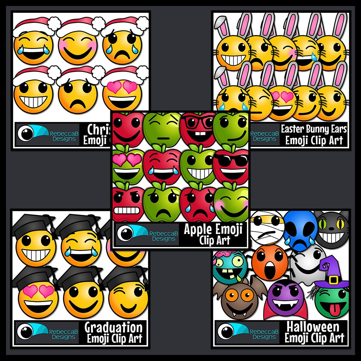 Holiday and Seasons Emoji Emotions Bundle Bonus Finger Counting Hands ...