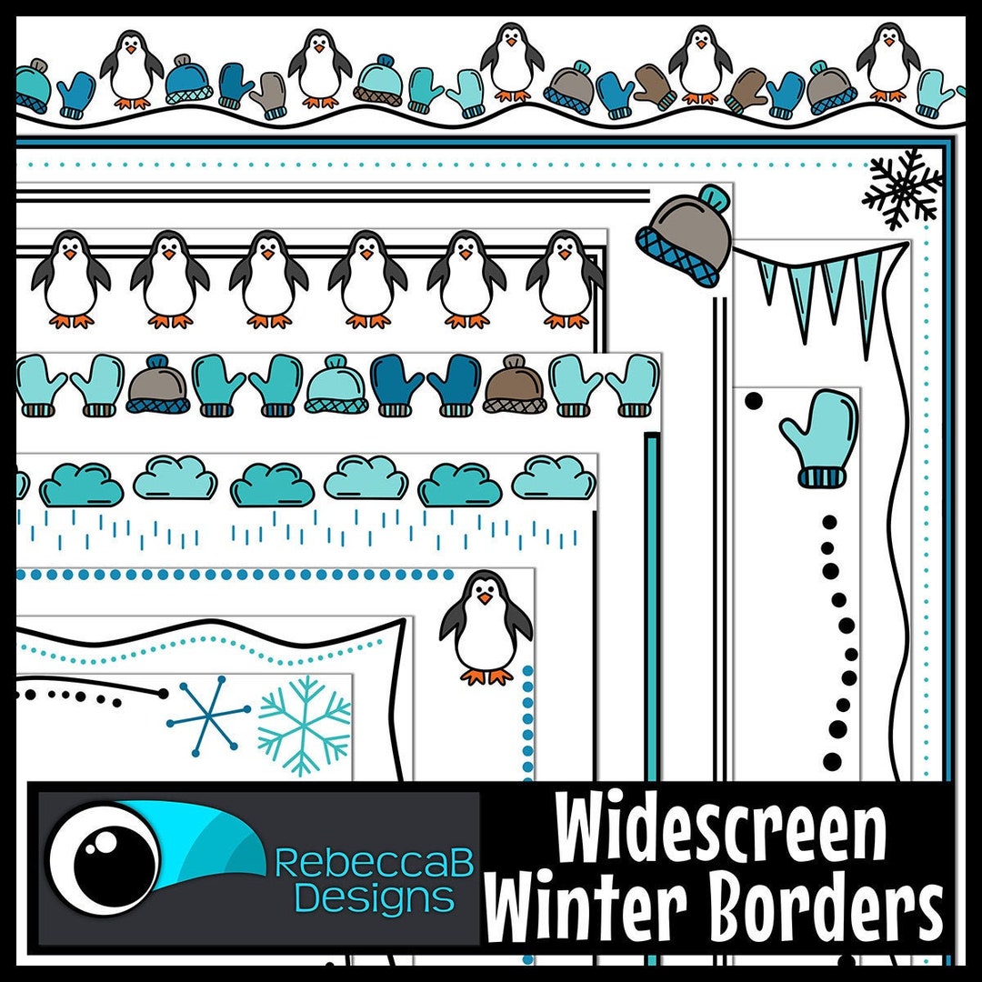 Widescreen 16:9 Winter Colored Borders Clip Art - Google Slides™ and ...