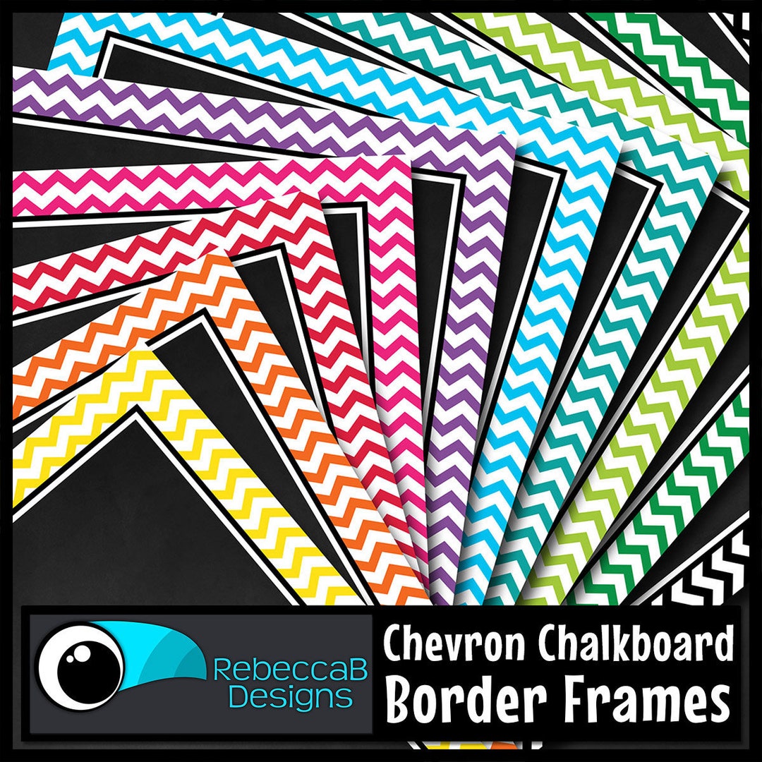 Chevron Chalkboard Border Frames Clip Art, Chalkboard Digital Paper ...