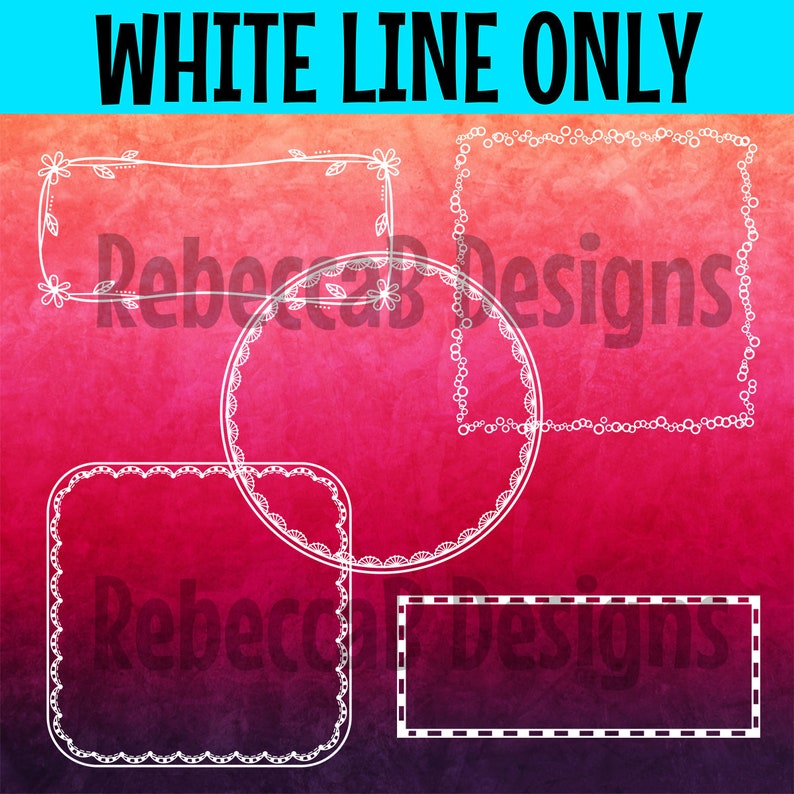 White Line Text Box Border Frames Clip Art Set 2, Text Box Frames ...