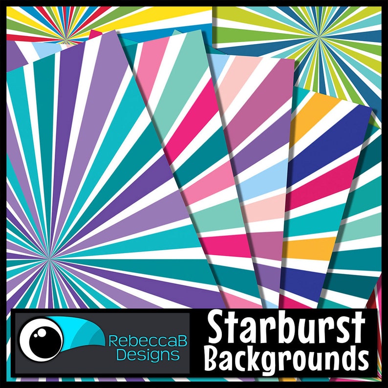 Starburst Backgrounds Clip Art: Multicolored - Etsy Canada