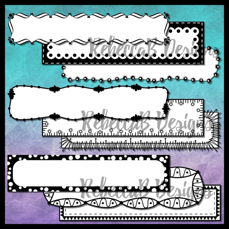 Page Header Border Frames Clip Art Set 2, Doodle Page Headers Clip Art ...