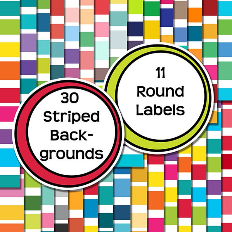 Stripes Clip Art Kit: Digital Borders, Frames, and Alphabet (PNG, JPEG ...