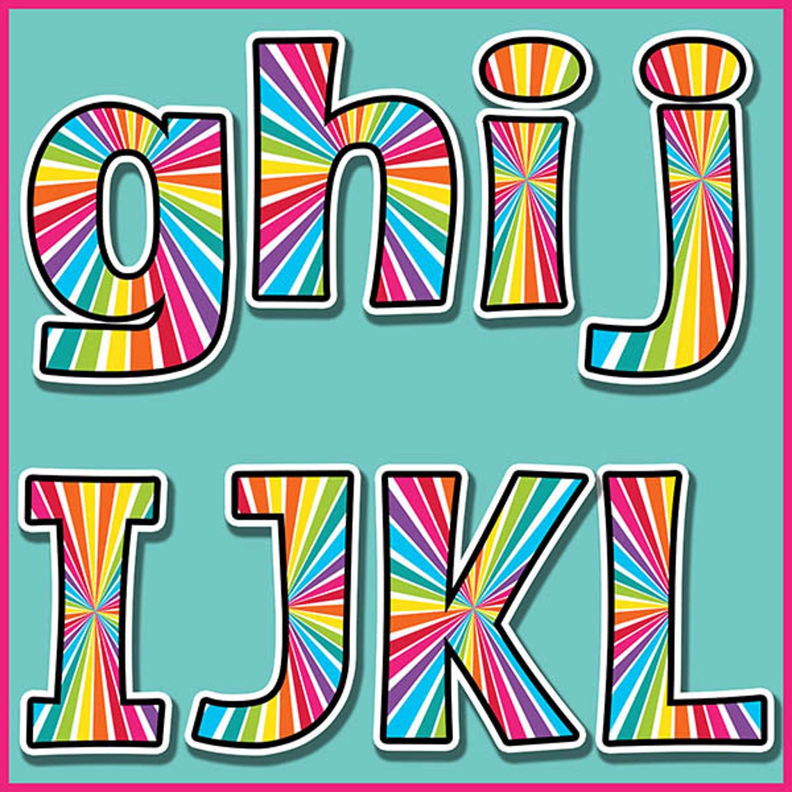 Starburst Alphabet and Numbers Clip Art, Bulletin Board Alphabet Clip ...
