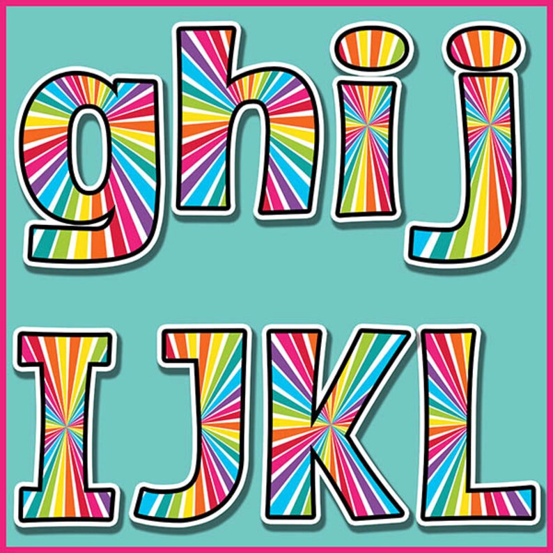 Starburst Alphabet and Numbers Clip Art, Bulletin Board Alphabet Clip ...