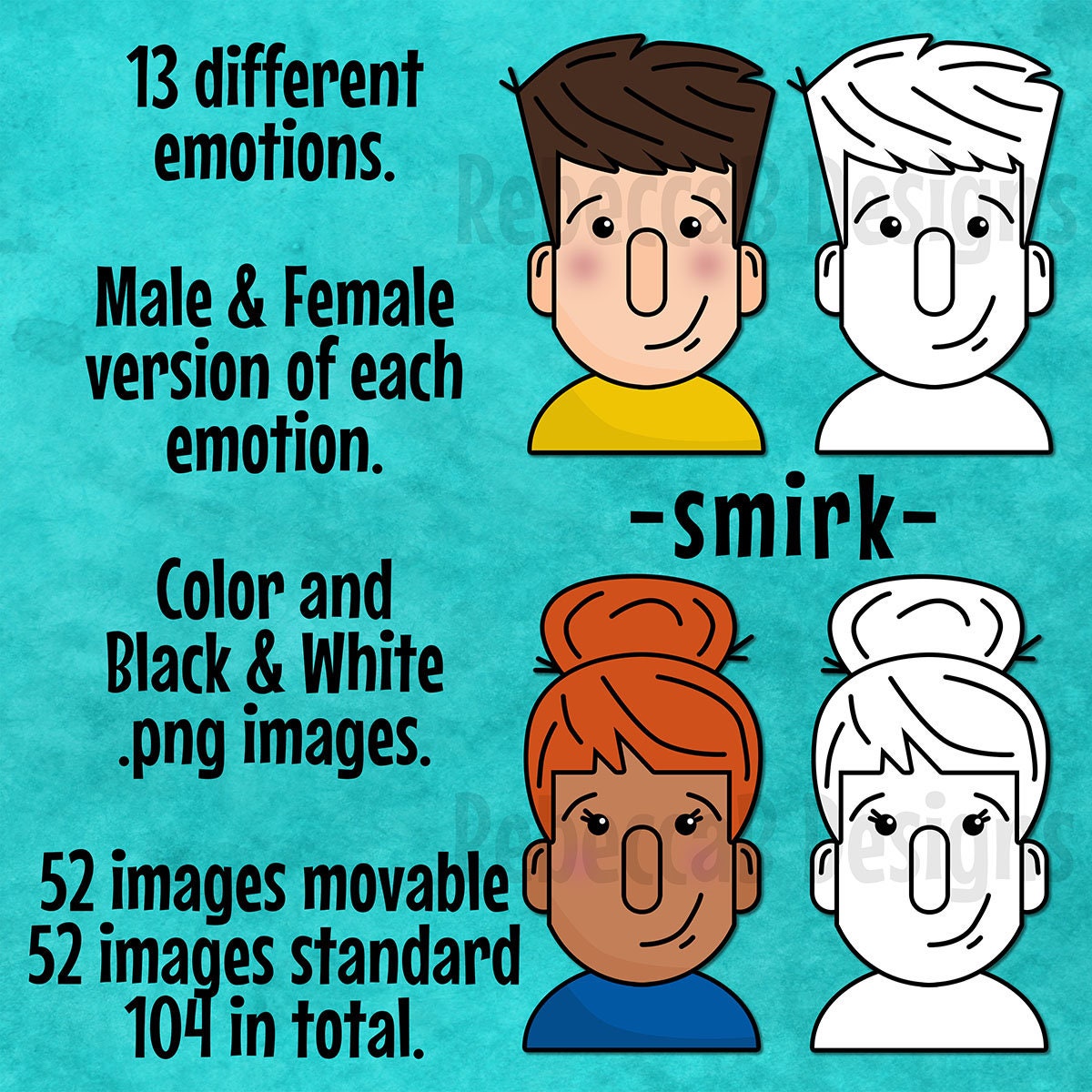 Emotions Clip Art - Teens - Movable and Standard Clip Art, Emotions ...