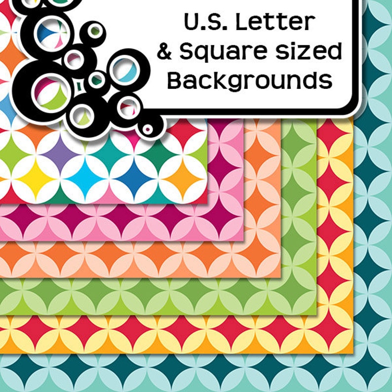 Retro Backgrounds and Borders Clip Art Set 1, Retro Backgrounds ...