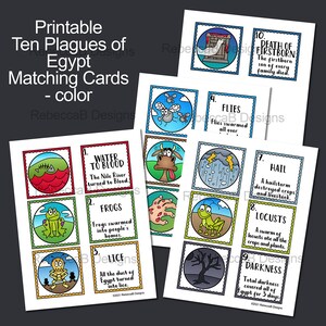 Ten Plagues of Egypt Memory and Matching Card Games, Moses and the Ten ...