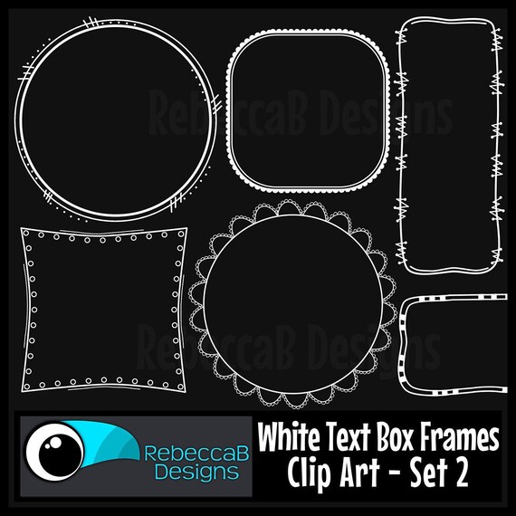 White Line Text Box Border Frames Clip Art Set 2 Text Box - Etsy