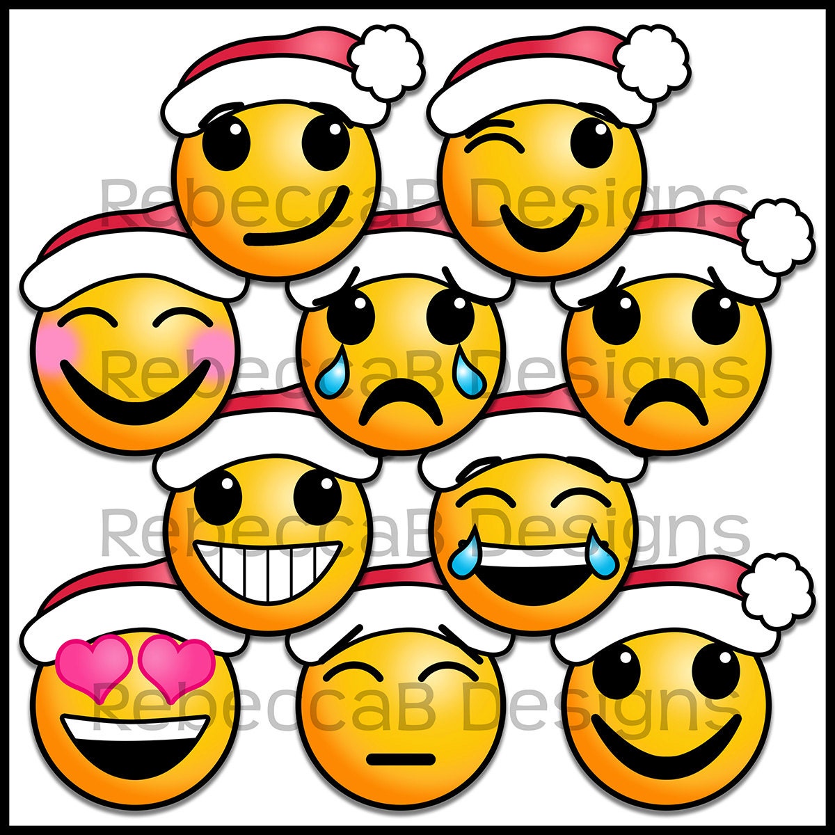 Christmas Emoji Clip Art, Emotions Clip Art, Feelings Clip Art, Emoji ...
