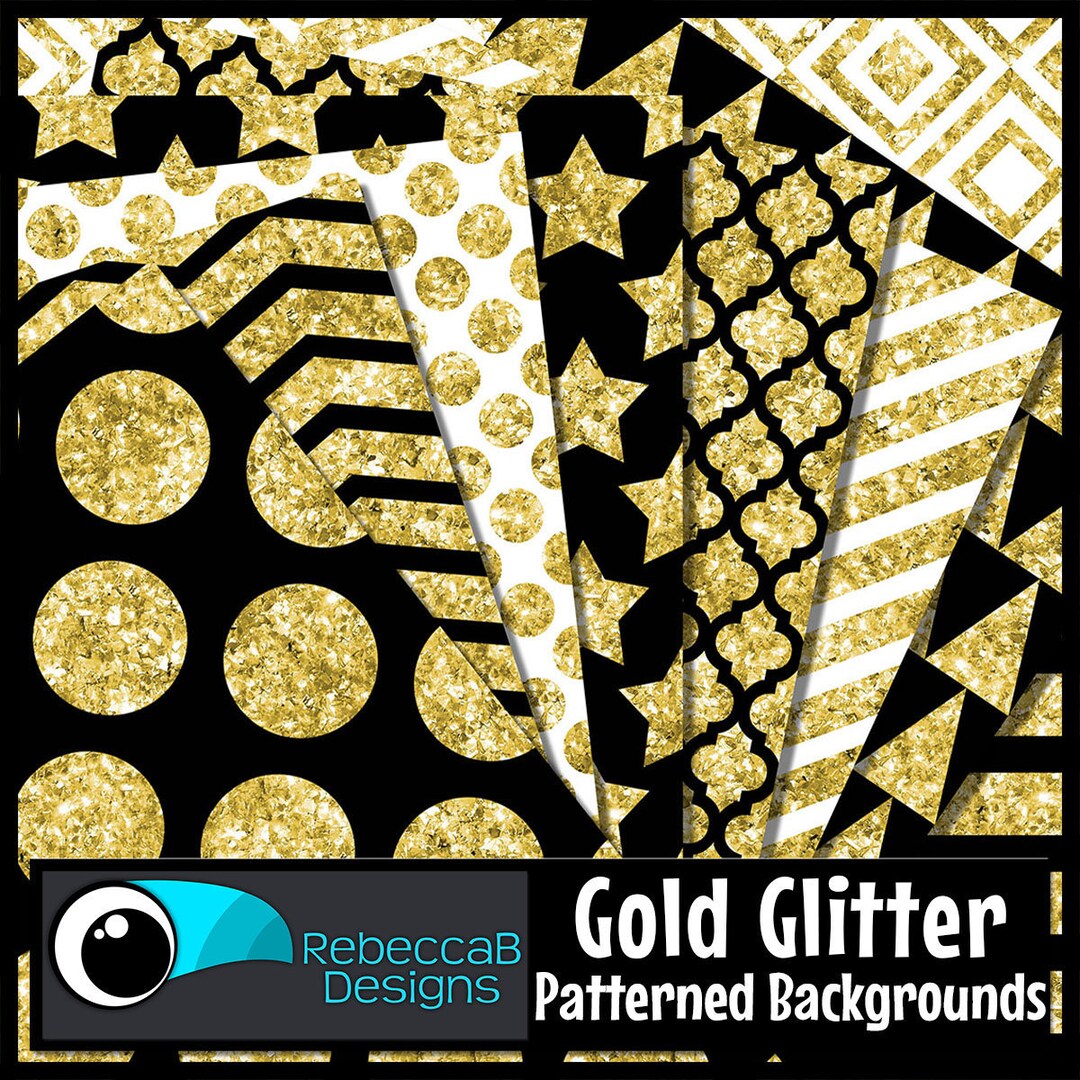 Gold Glitter Patterned Backgrounds Clip Art, Digital Paper Glitter Gold ...