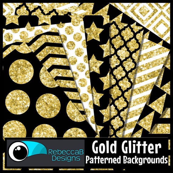 Gold Glitter Patterned Backgrounds Clip Art Digital Paper | Etsy