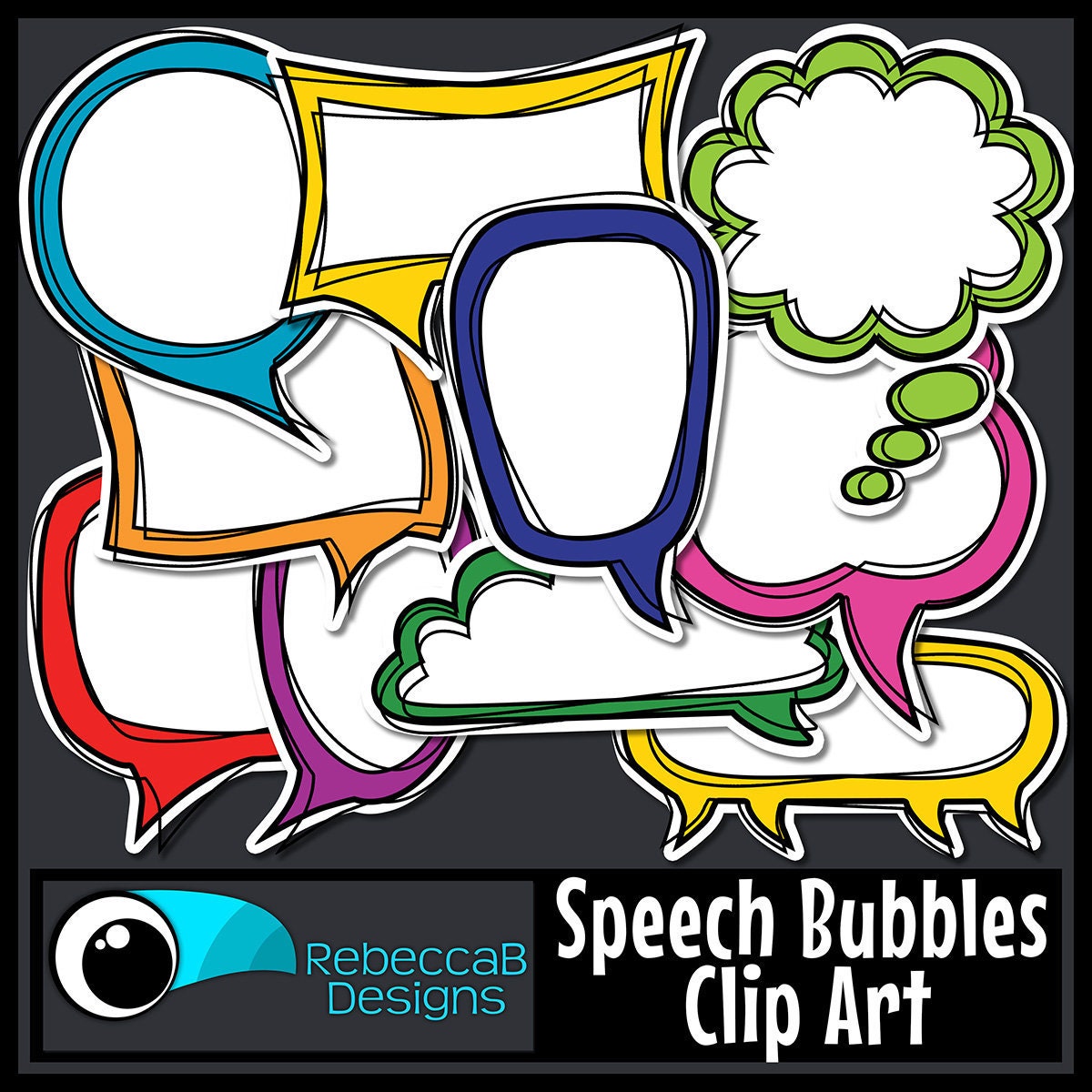 Speech Bubbles Clip Art, Text Box Frames Speech Bubbles, Digital Speech ...