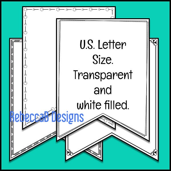 Skinny Edge Border Framed Pennant Banners Clip Art Set 2, Pennant ...