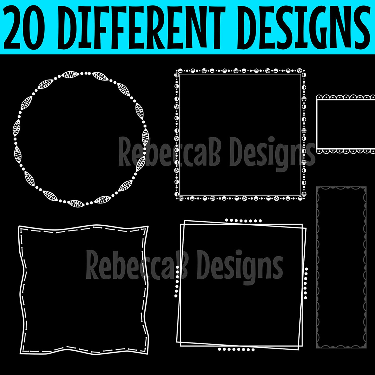 White Line Text Box Border Frames Clip Art Set 3 Text Box - Etsy Australia