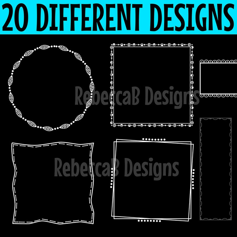 White Line Text Box Border Frames Clip Art Set 3, Text Box Frames ...