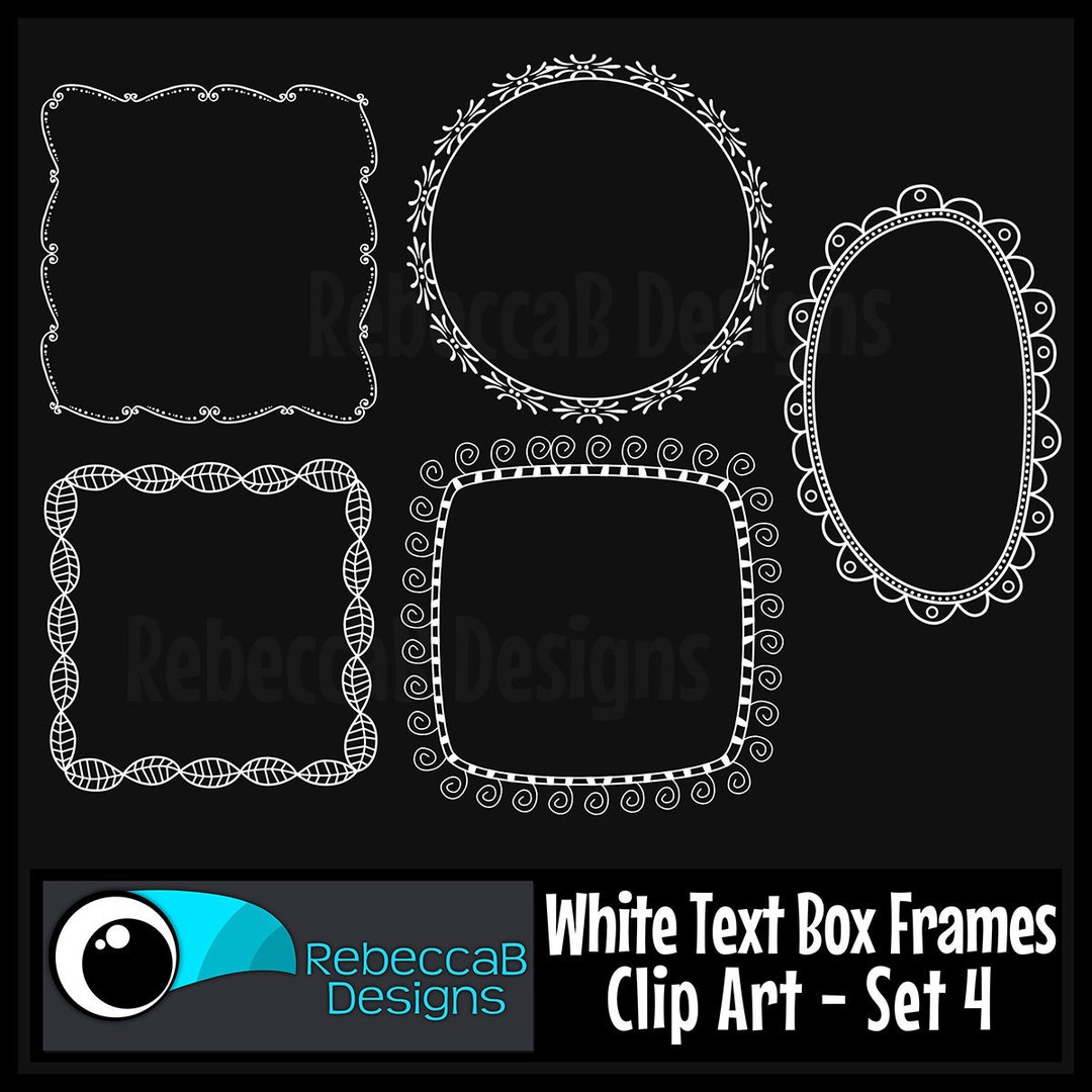 White Line Text Box Border Frames Clip Art Set 4, Text Box Frames ...